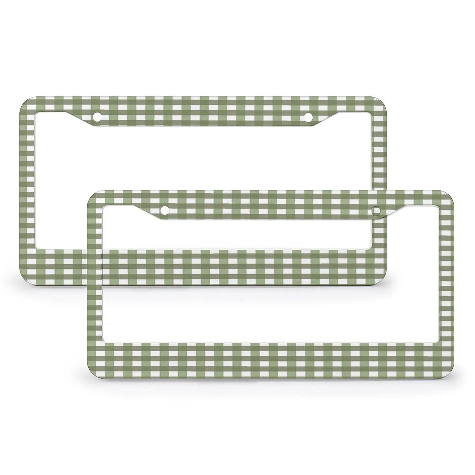 Sage Green Gingham Pattern License Plate Frame - 2 Pack Women Car Plate ...