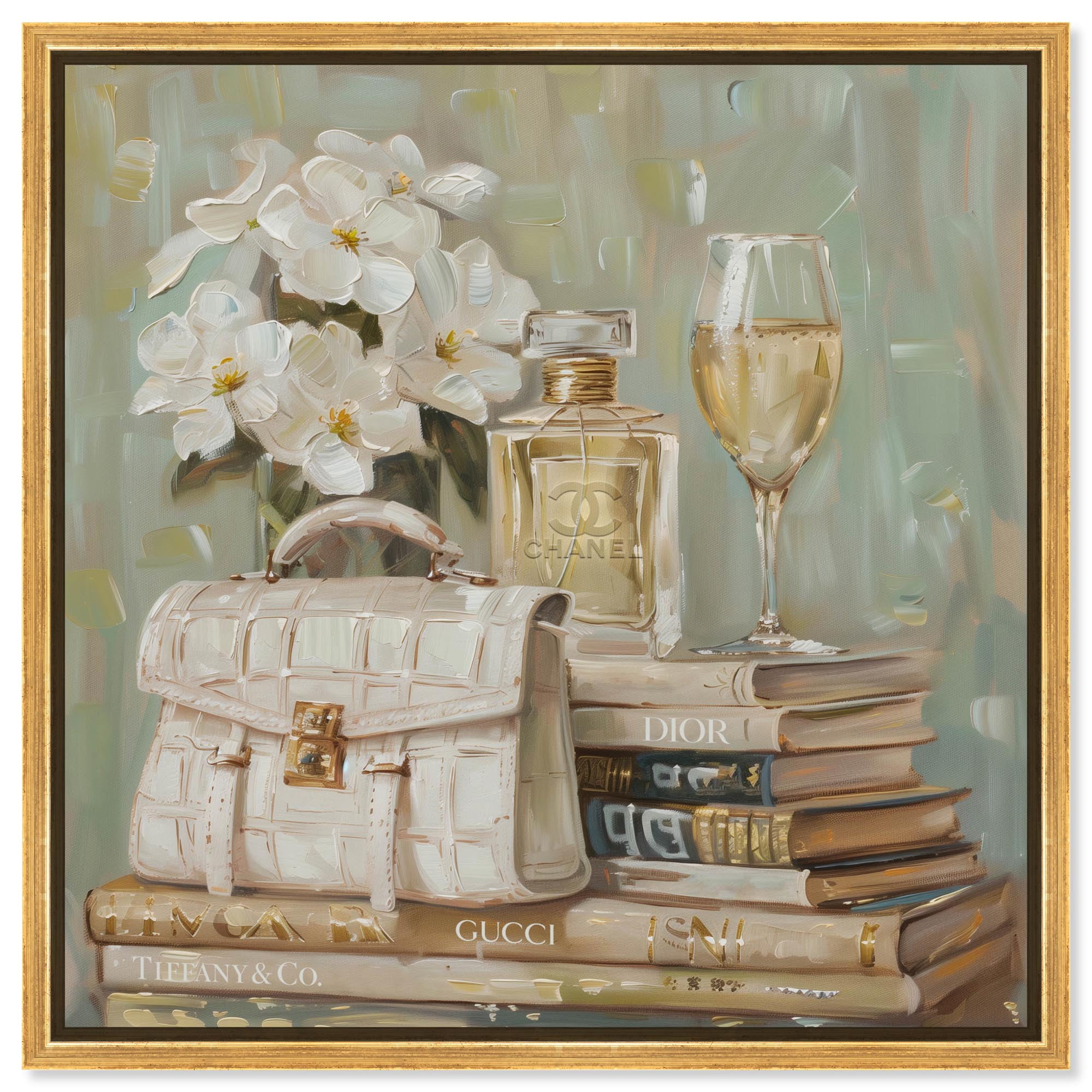 Sage Green Glam Canvas Glam Art Prints by Art Remedy, Gold Frame, 40 x ...