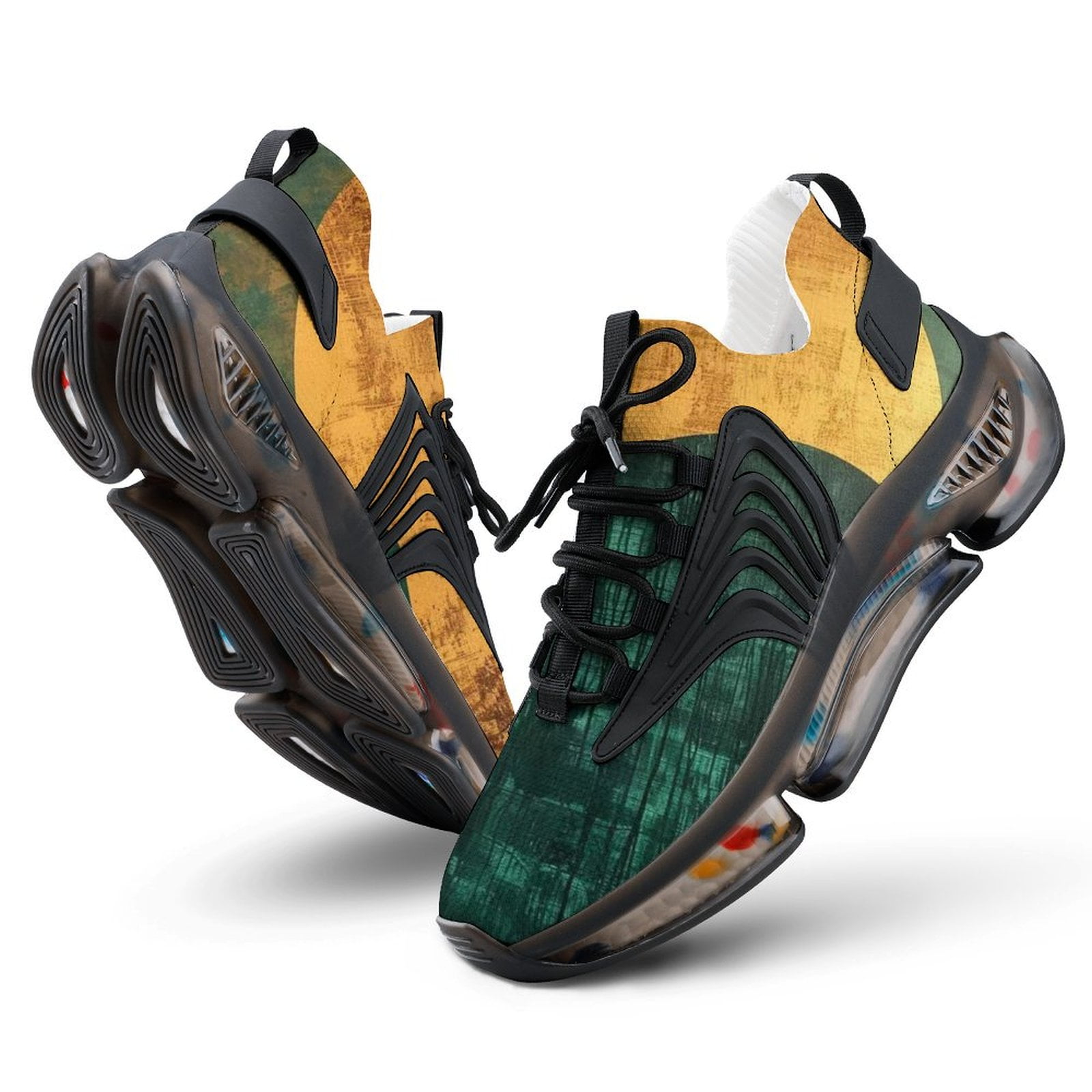 Sage Green Gold Geometric Walking Shoes for Men Woman Lightweight ...