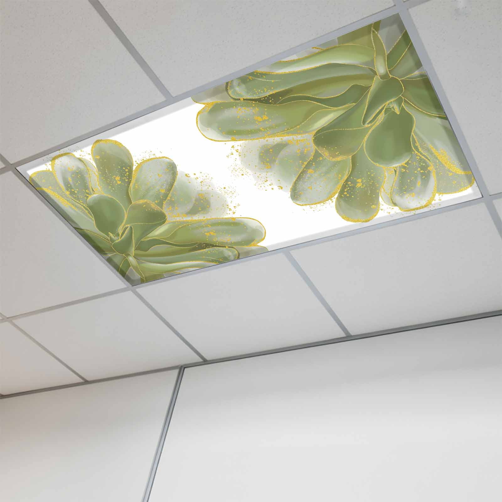 Sage Green Gold Magnetic Fluorescent Light Covers for Ceiling Lights ...