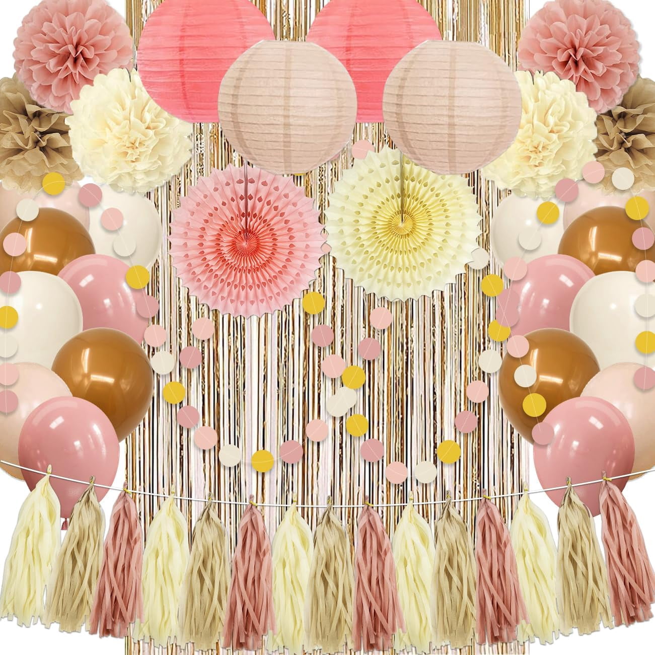 Sage Green Gold Party Decorations, Kit Balloons Paper Pompoms Tassel ...
