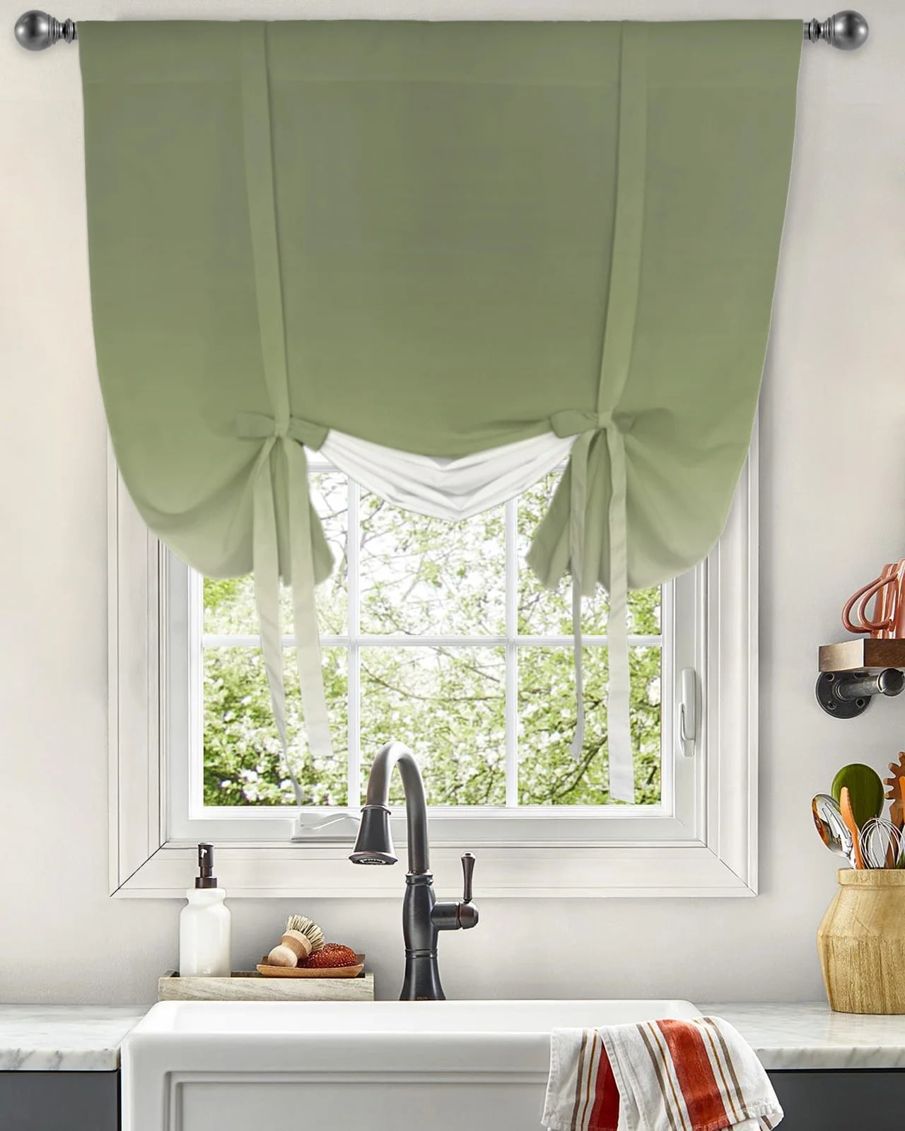Sage Green Gradient Curtains for Living Room Bedroom Modern Tie Up ...