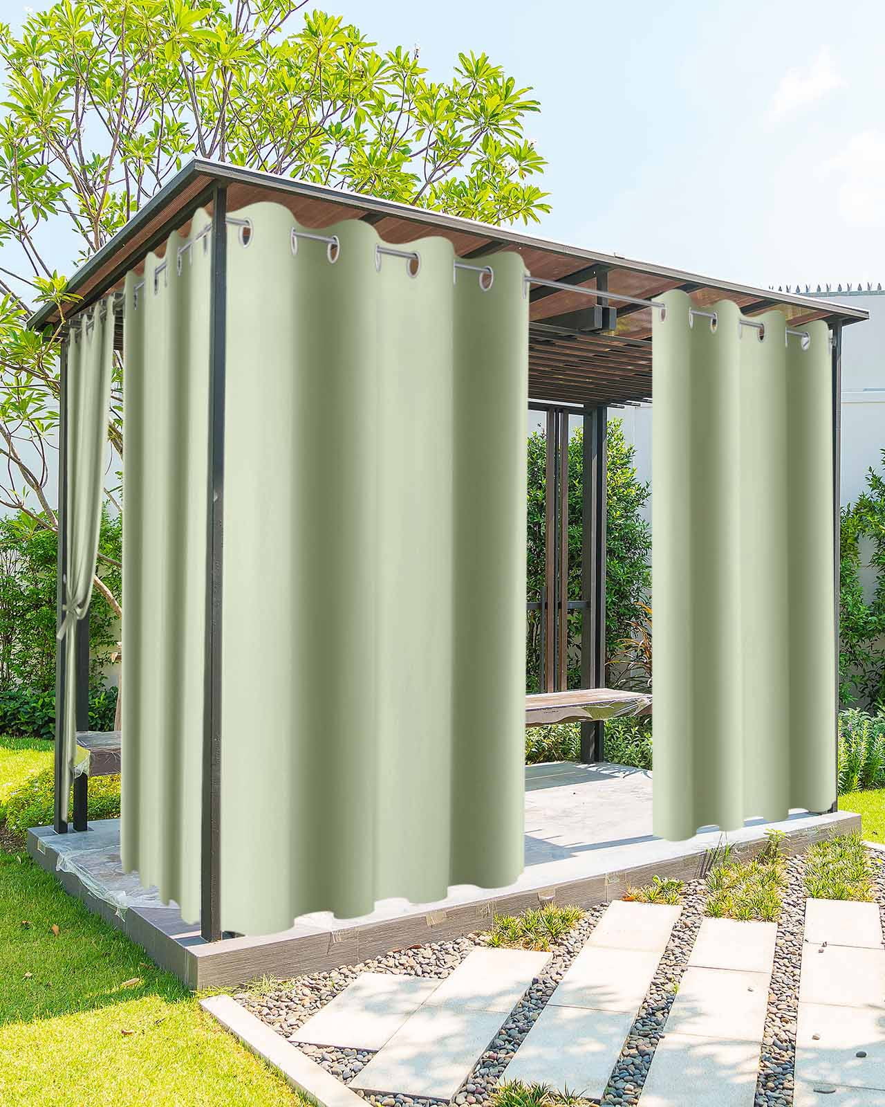Sage Green Gradient Outdoor Curtains for Patio Waterproof, Modern ...