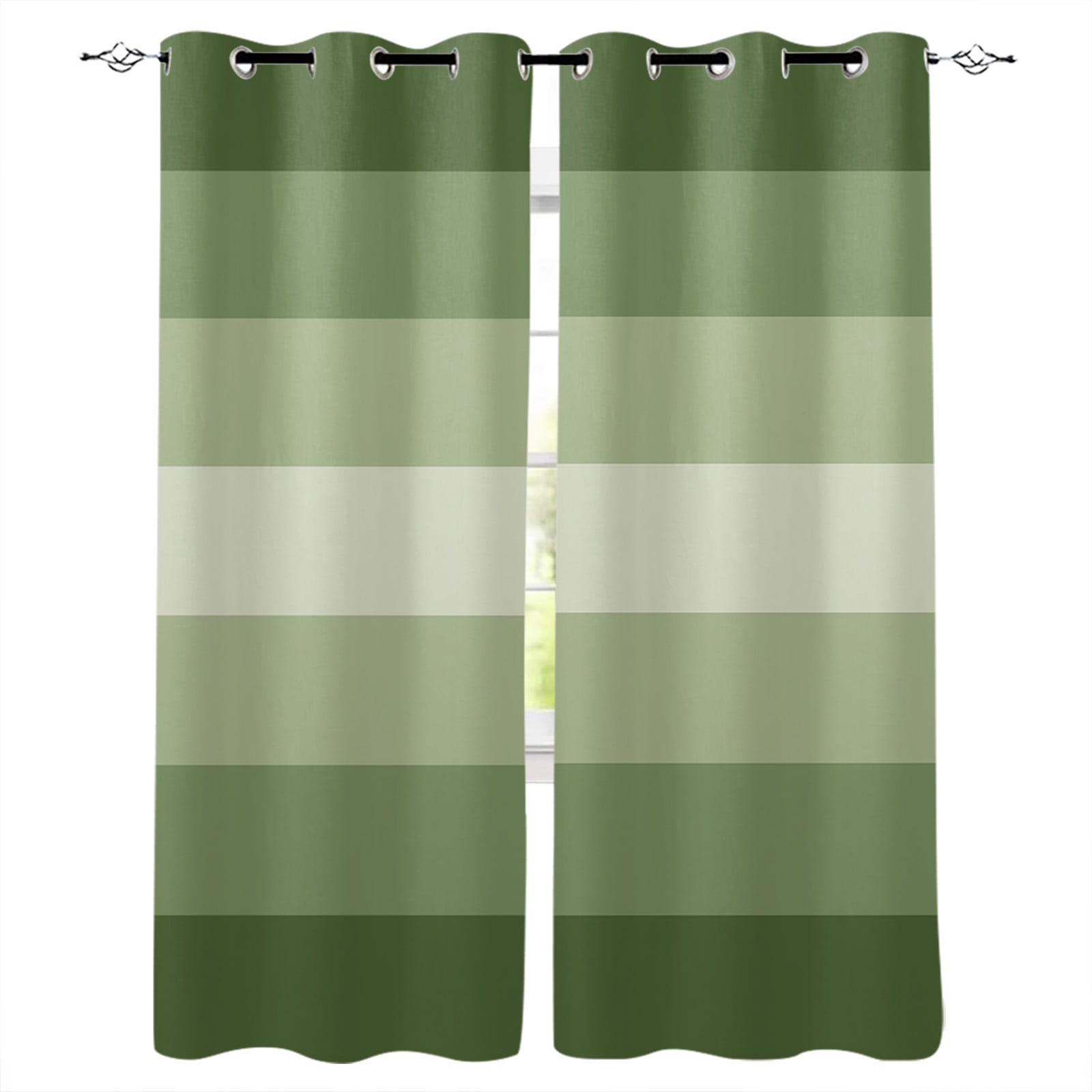 Sage Green Gradient Stripe Curtains For Windows Drapes Modern Printing ...