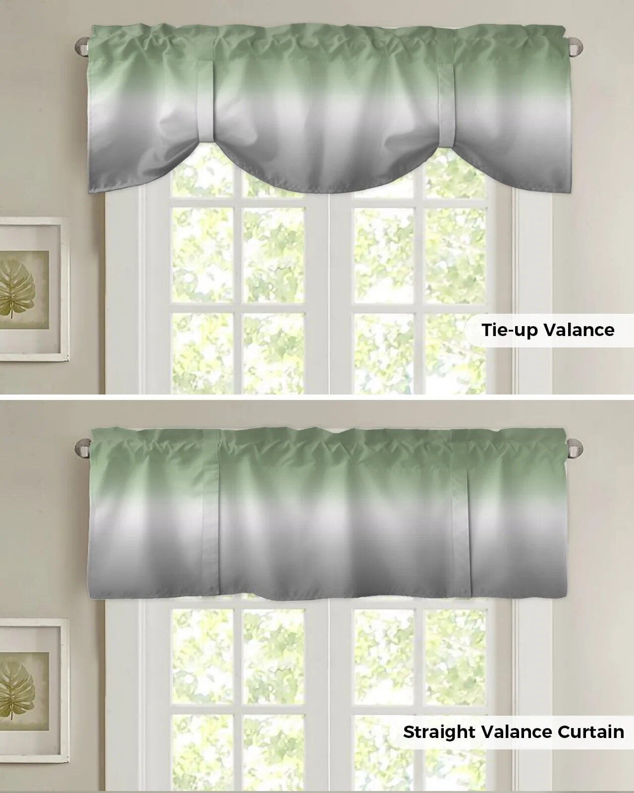 Sage Green Gradient Window Curtain Living Room Kitchen Cabinet Tie-up ...