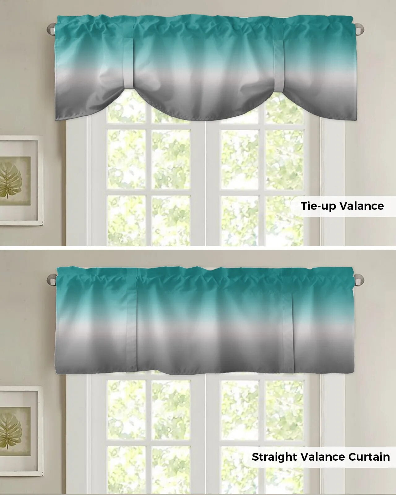 Sage Green Gradient Window Curtain Living Room Kitchen Cabinet Tie-up ...