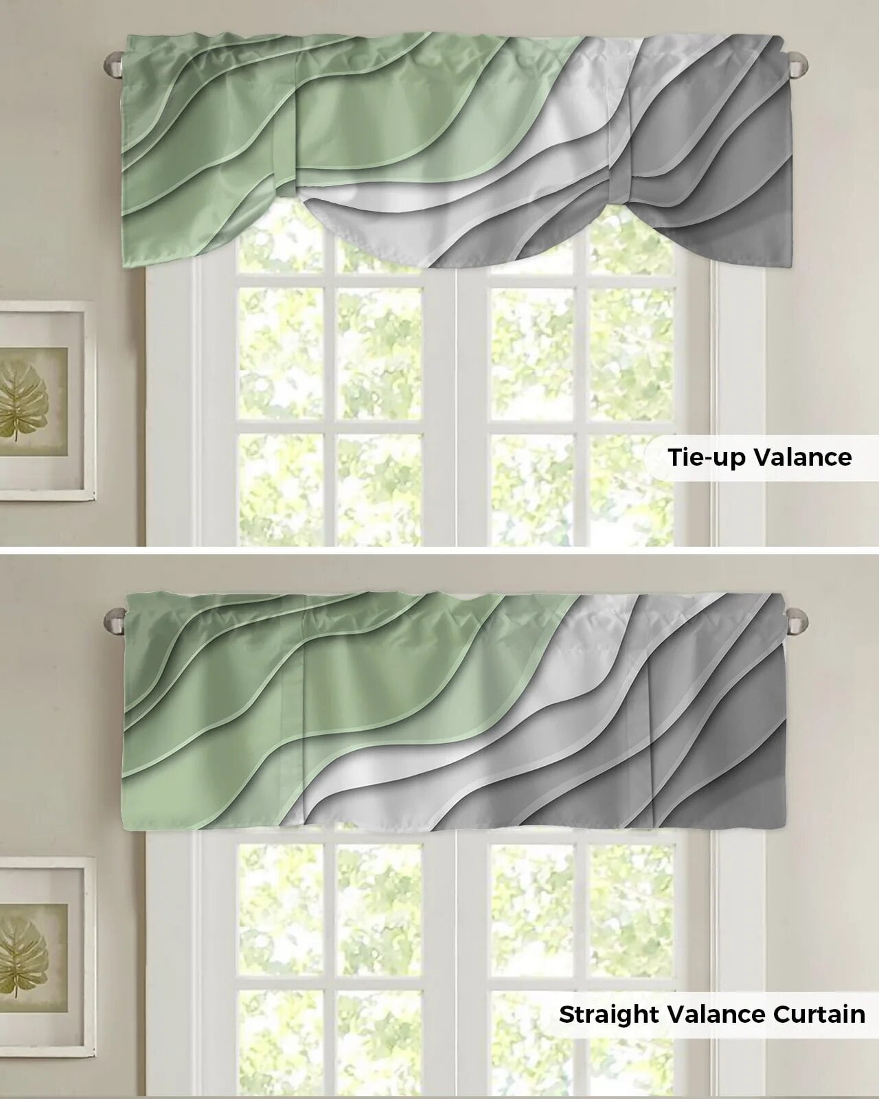 Sage Green Gradient Window Curtain Living Room Kitchen Cabinet Tie-up ...