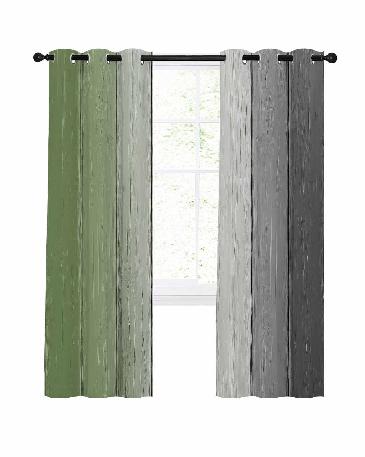 Sage Green Gray Gradient Blackout Curtains 63 Inches Length, Ombre ...