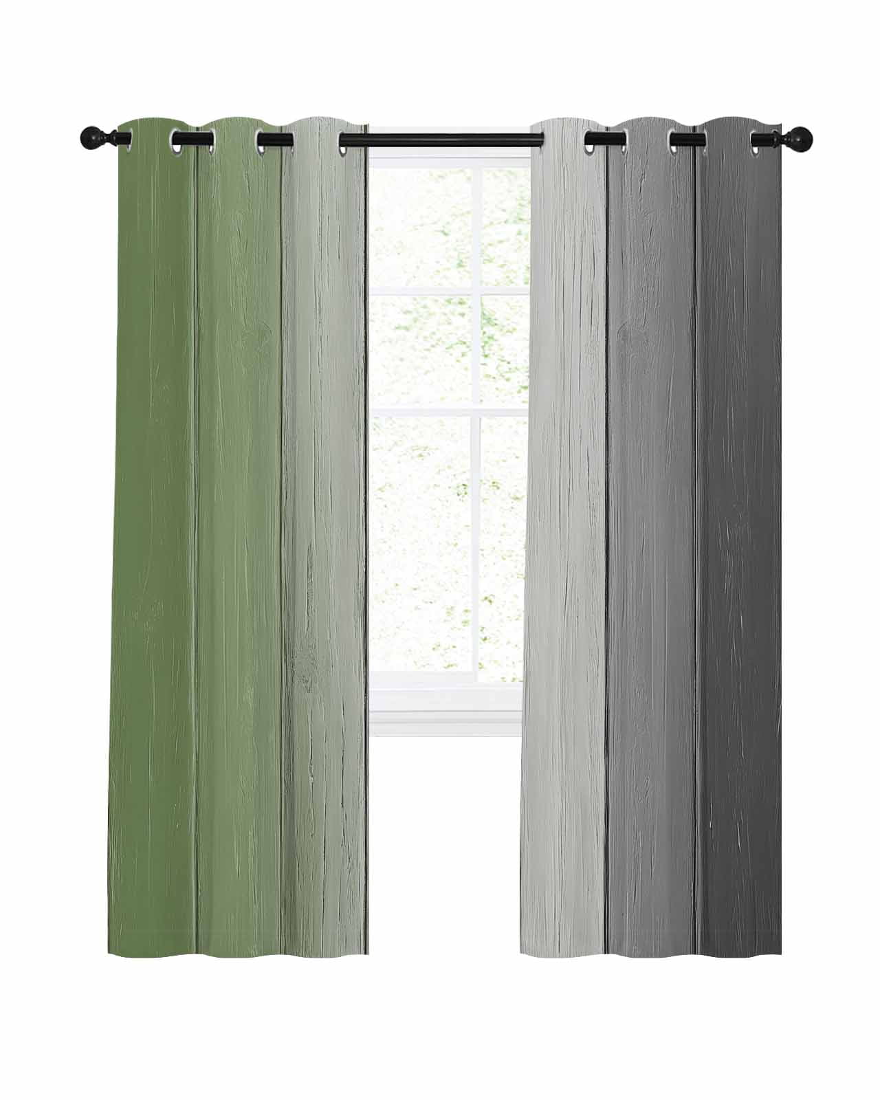 Sage Green Gray Gradient Blackout Curtains 96 Inches Length, Ombre ...