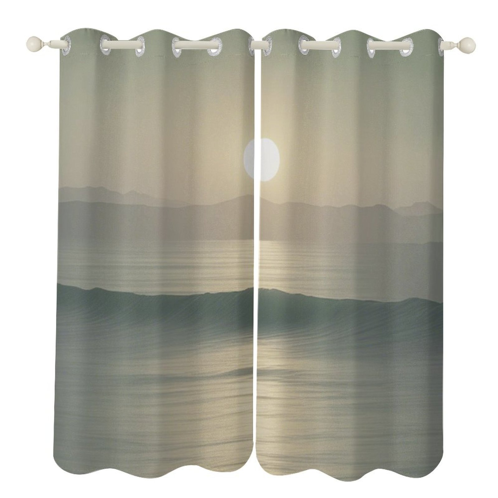 Sage Green Gray Gradient Curtains 2 Panels Set Blackout for Bedroom ...