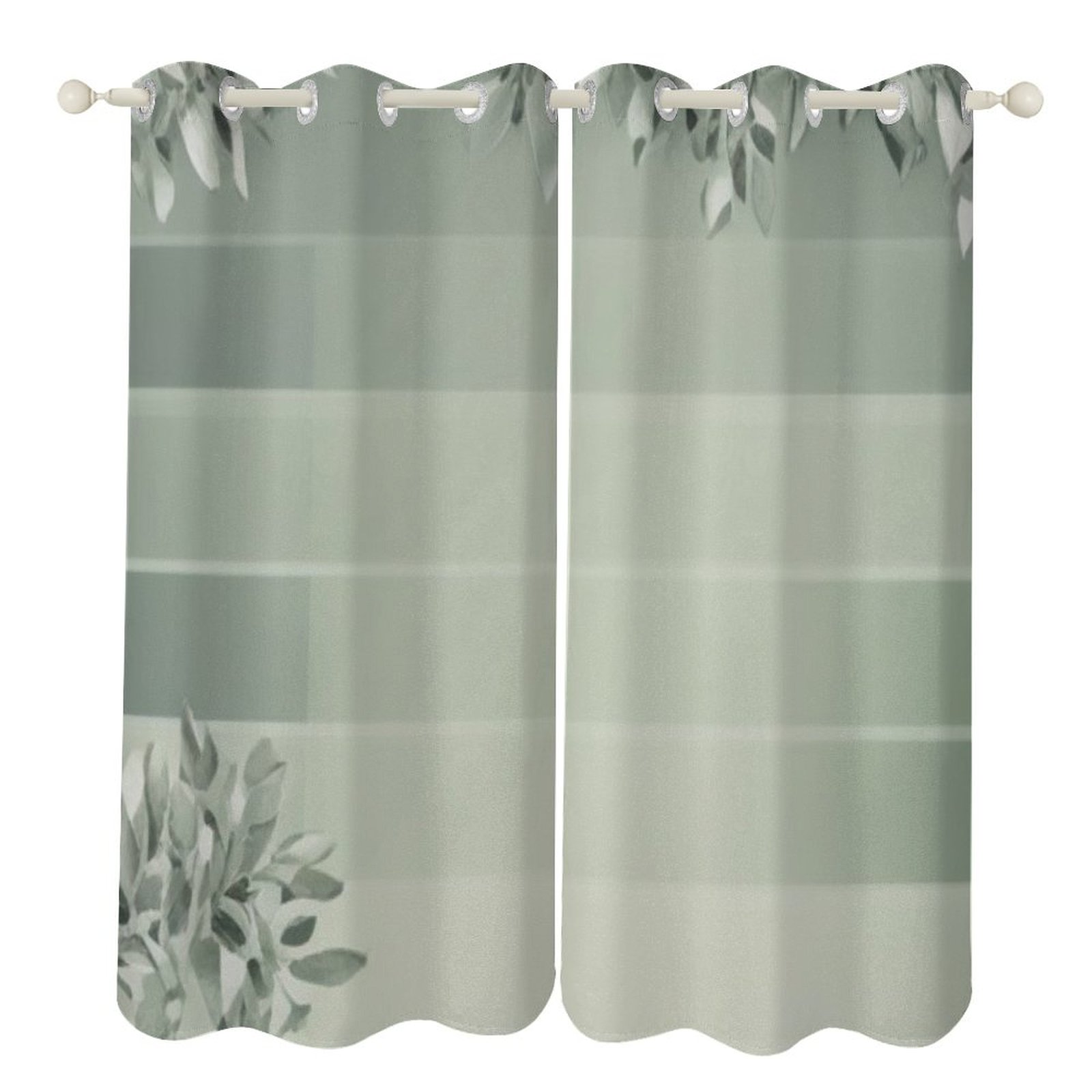 Sage Green Gray Gradient Curtains 2 Panels Set Blackout for Bedroom ...
