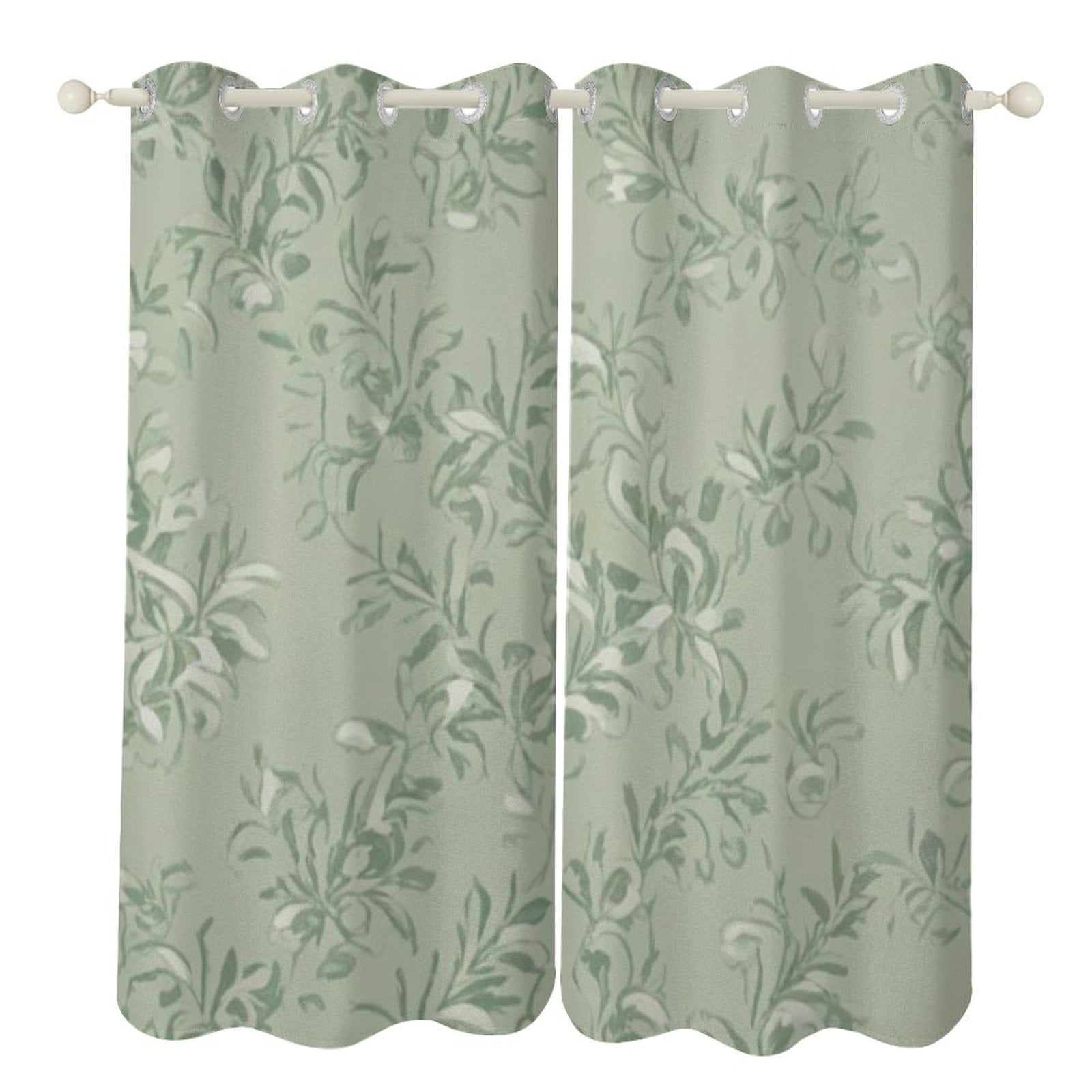 Sage Green Gray Gradient Curtains 2 Panels Set Blackout for Bedroom ...
