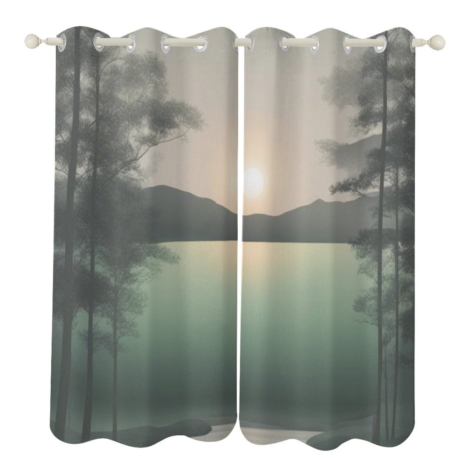 Sage Green Gray Gradient Curtains 2 Panels Set Blackout for Bedroom ...