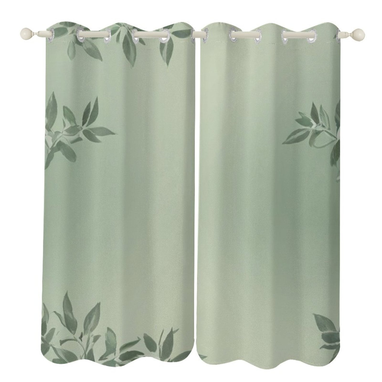 Sage Green Gray Gradient Curtains 2 Panels Set Blackout for Bedroom ...