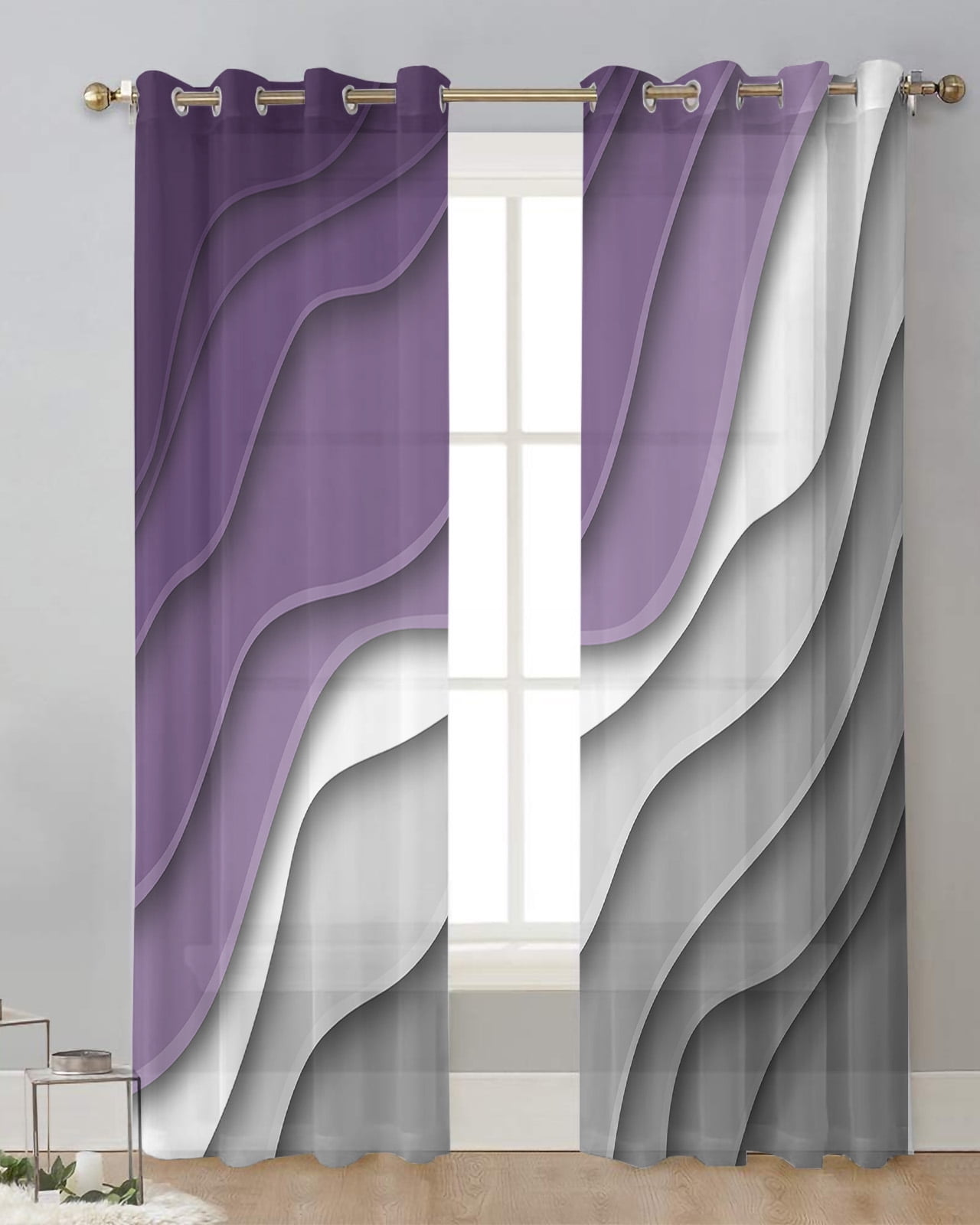 Sage Green Gray Gradient Modern Tulle Curtains Living Room Kitchen ...