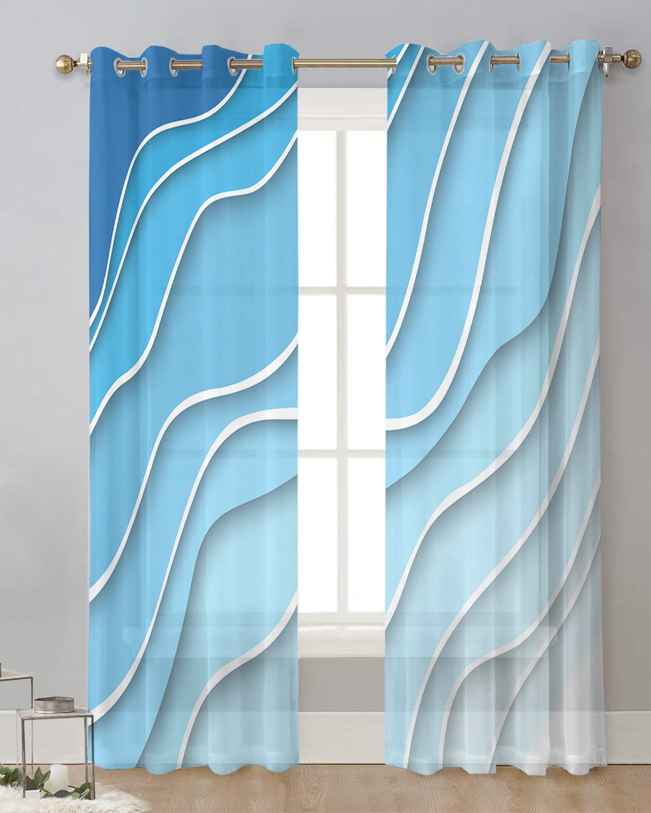 Sage Green Gray Gradient Modern Tulle Curtains Living Room Kitchen ...