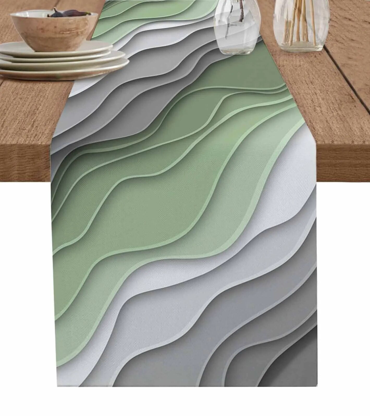Sage Green Gray Gradient Table Runner Coffee Table Wedding Home r ...