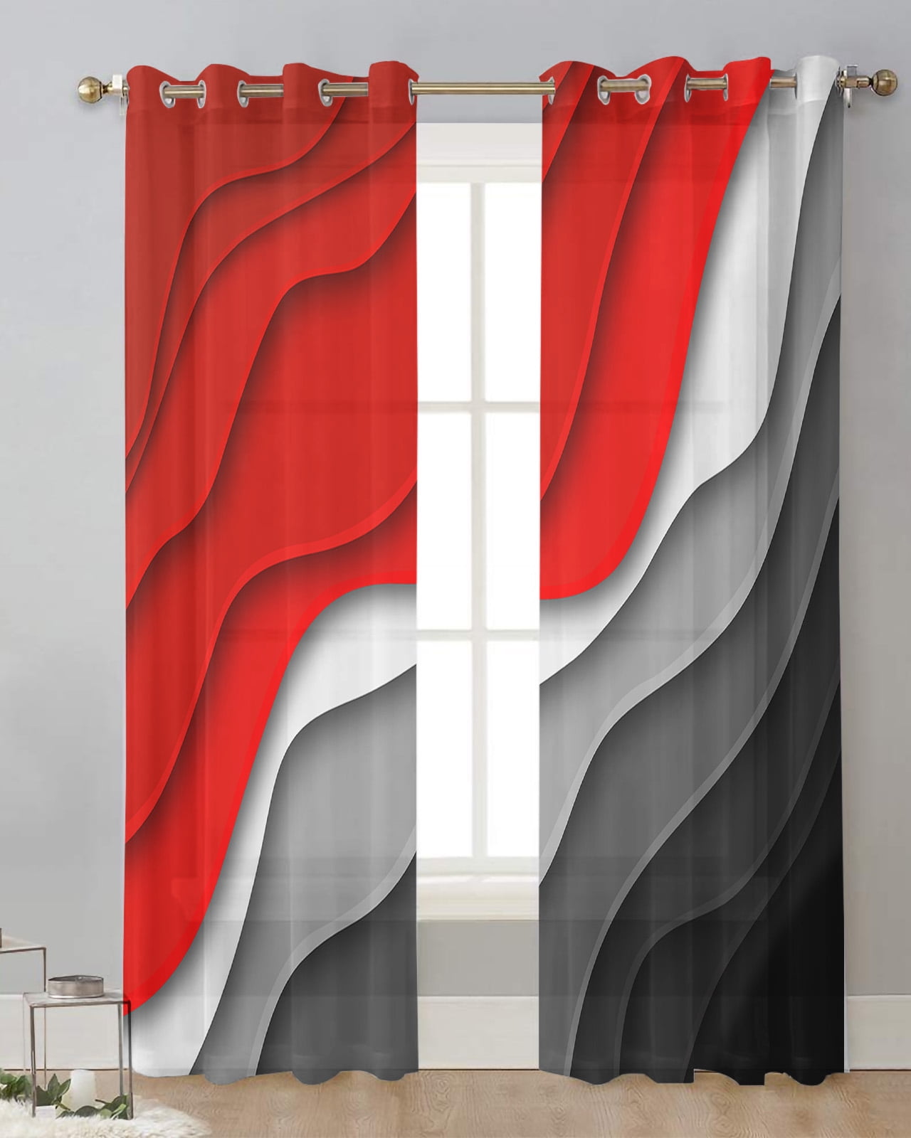 Sage Green Gray Gradient Tulle Curtains Living Room Sheer Window ...