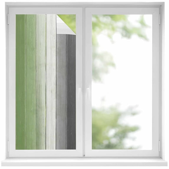 Sage Green Gray Ombre Window Privacy Film, Vintage Country Wooden ...