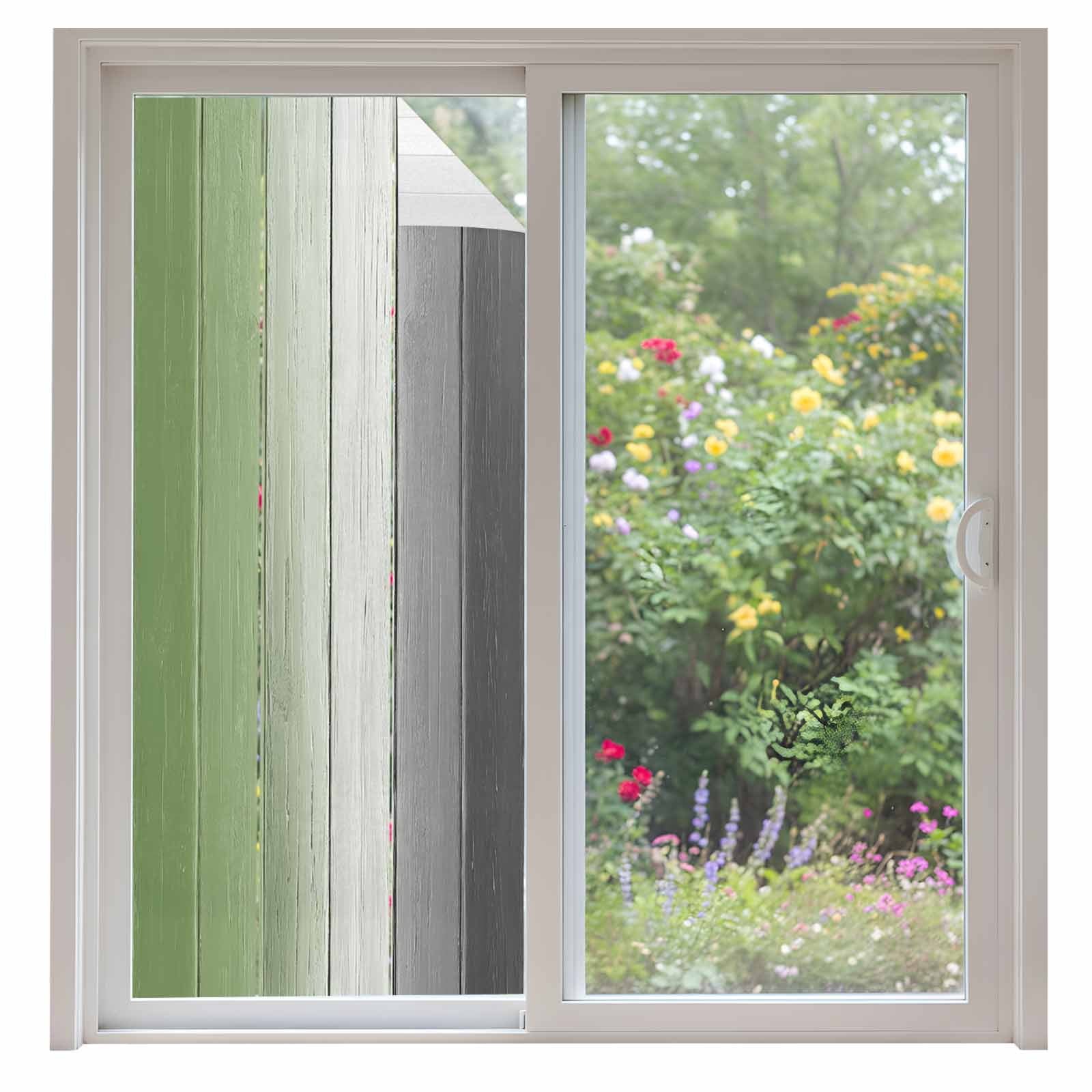 Sage Green Gray Ombre Window Privacy Film, Vintage Country Wooden ...