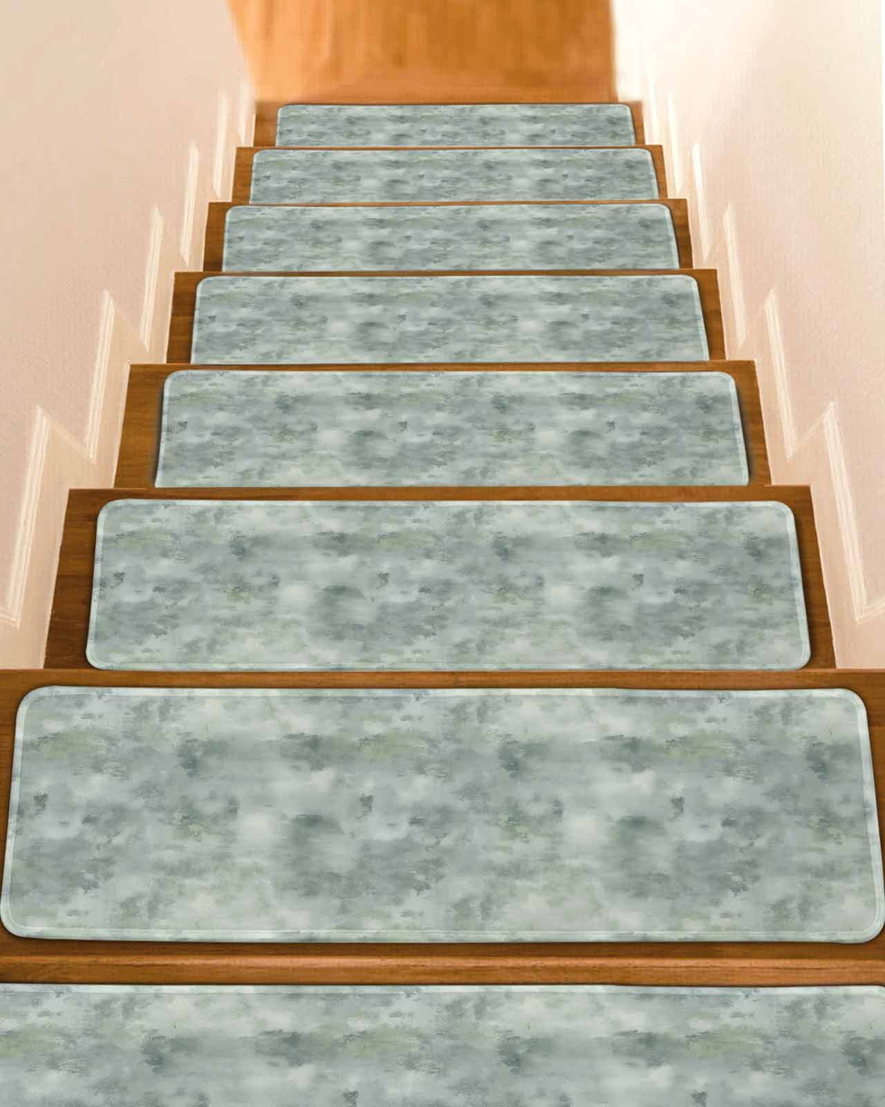 Sage Green Gray Stair Treads for Wooden Steps Indoor Runner Rug Carpet ...