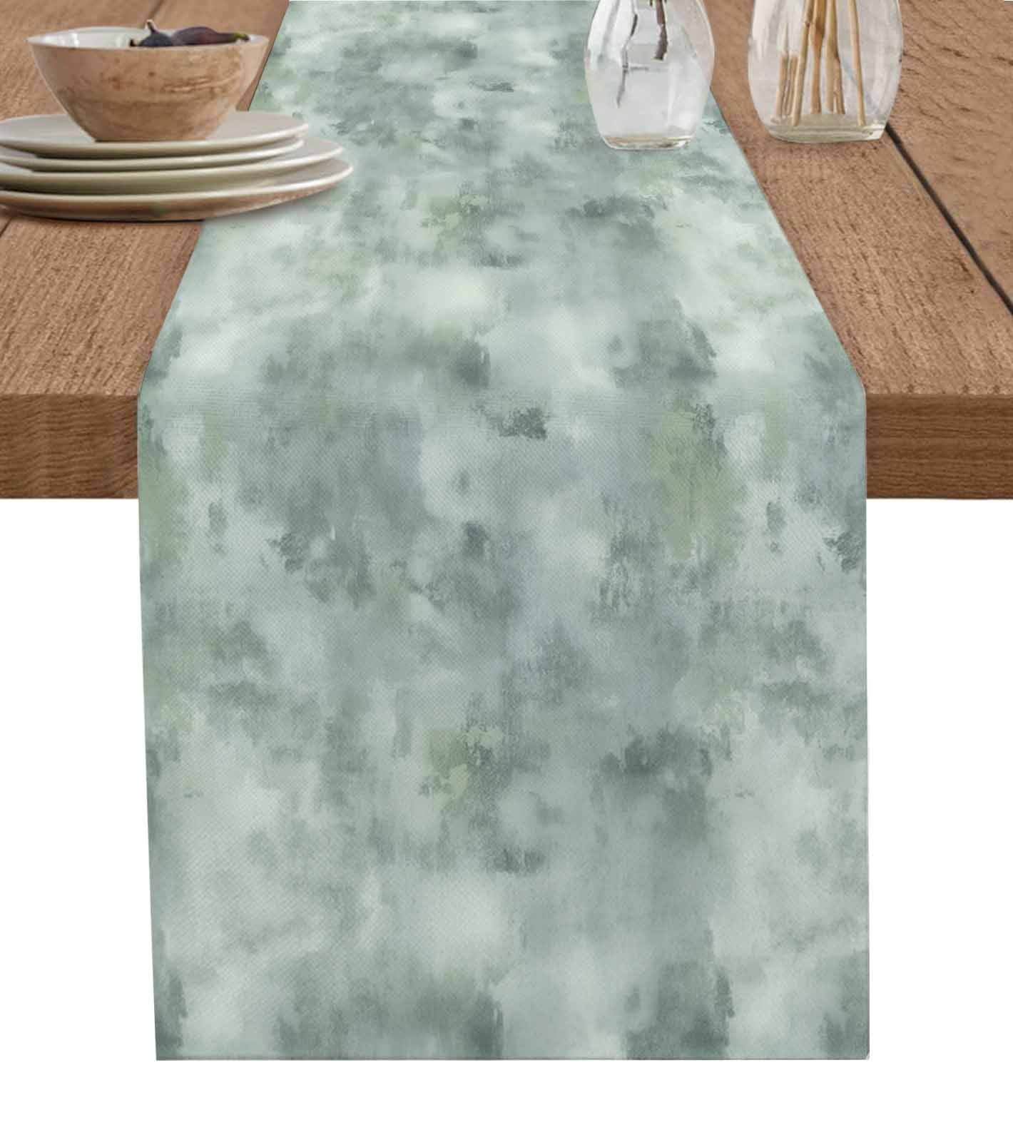 Sage Green Gray Table Runner Abstract Modern Street Painting Art Ombre ...