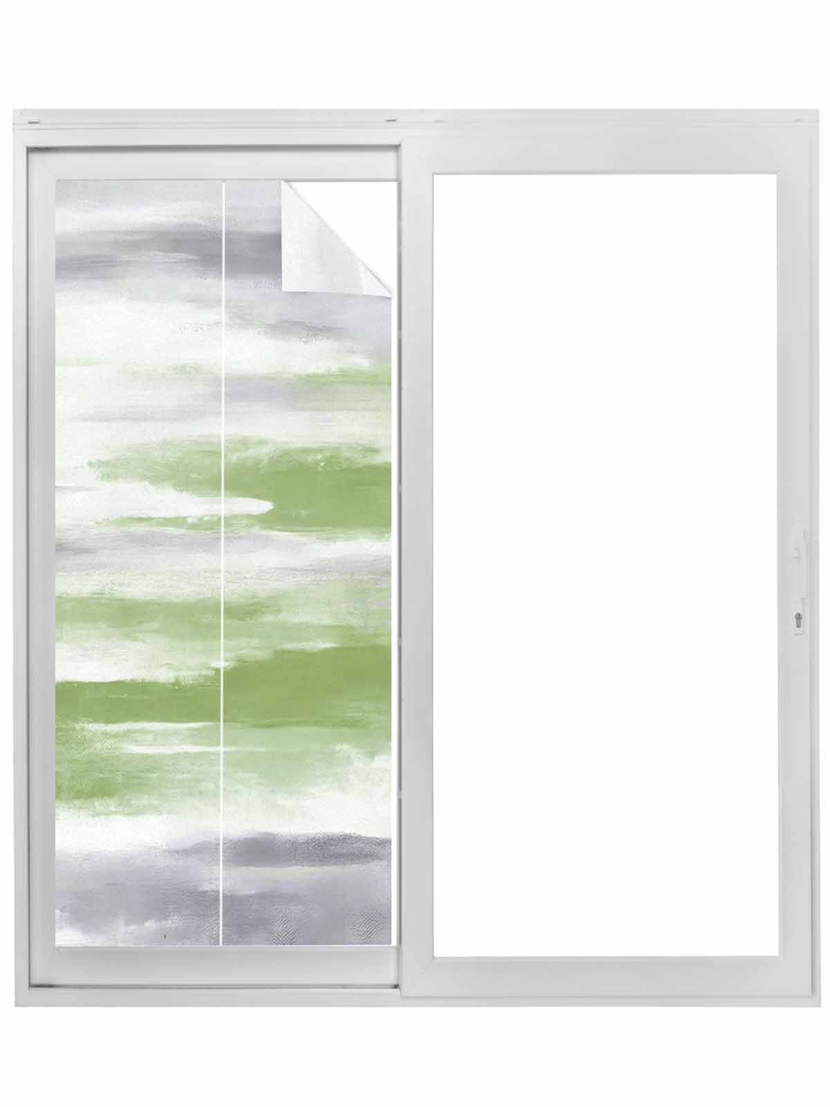 Sage Green Gray Window Privacy Film, Neutral Abstract White Ombre ...