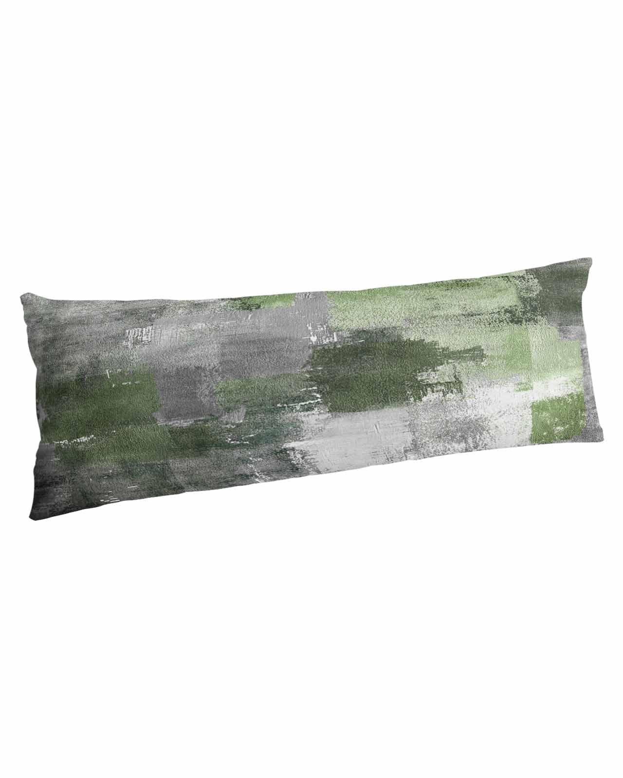 Sage Green Grey Body Pillow Covers, Modern Oil Painted Abstract Art ...