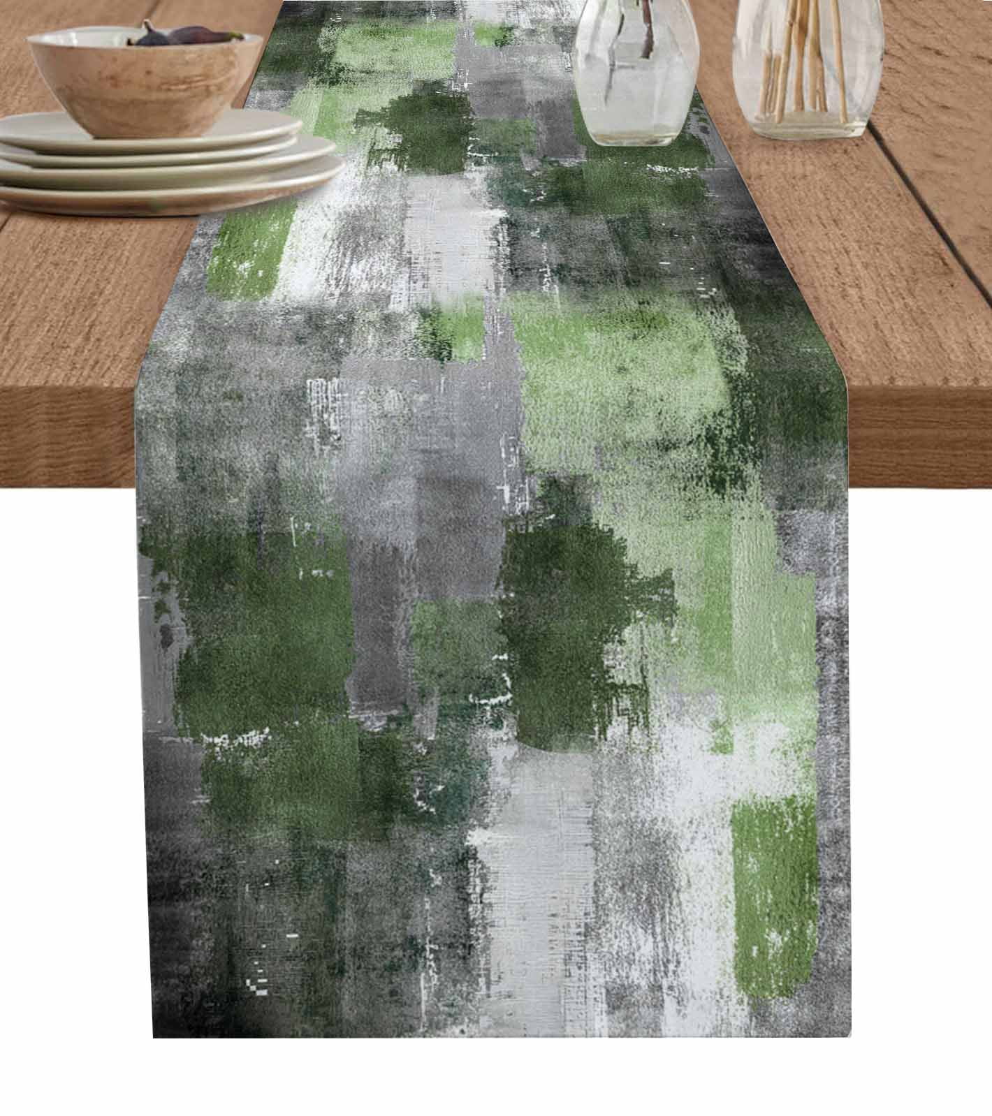 Sage Green Grey Burlap Cotton Table Runner 13x120 Inches Long, Modern ...