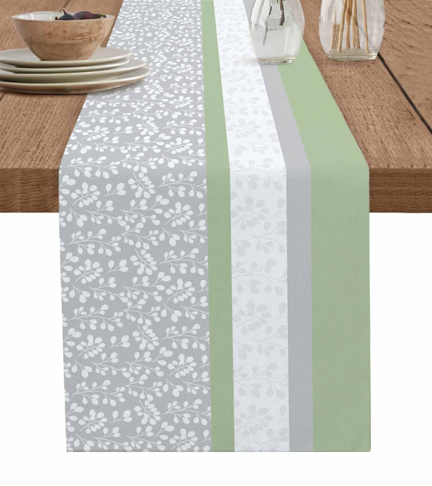 Sage Green Grey Burlap Cotton Table Runner 13x90 Inches Long, Chic ...