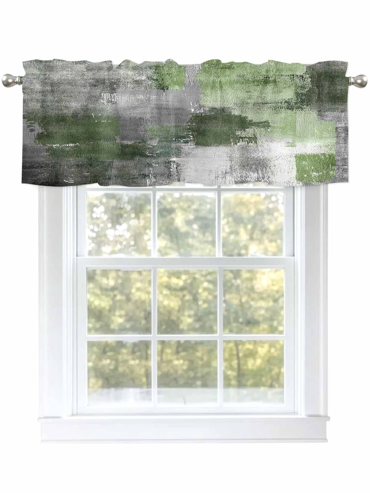 Sage Green Grey Curtain Valances for Windows, Modern Oil Painted ...