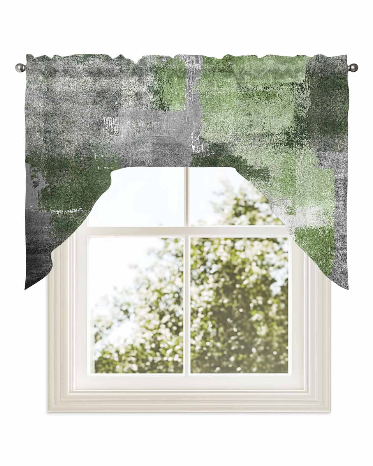 Sage Green Grey Kitchen Curtains Swag Valance for Windows/Bathroom/Cafe ...