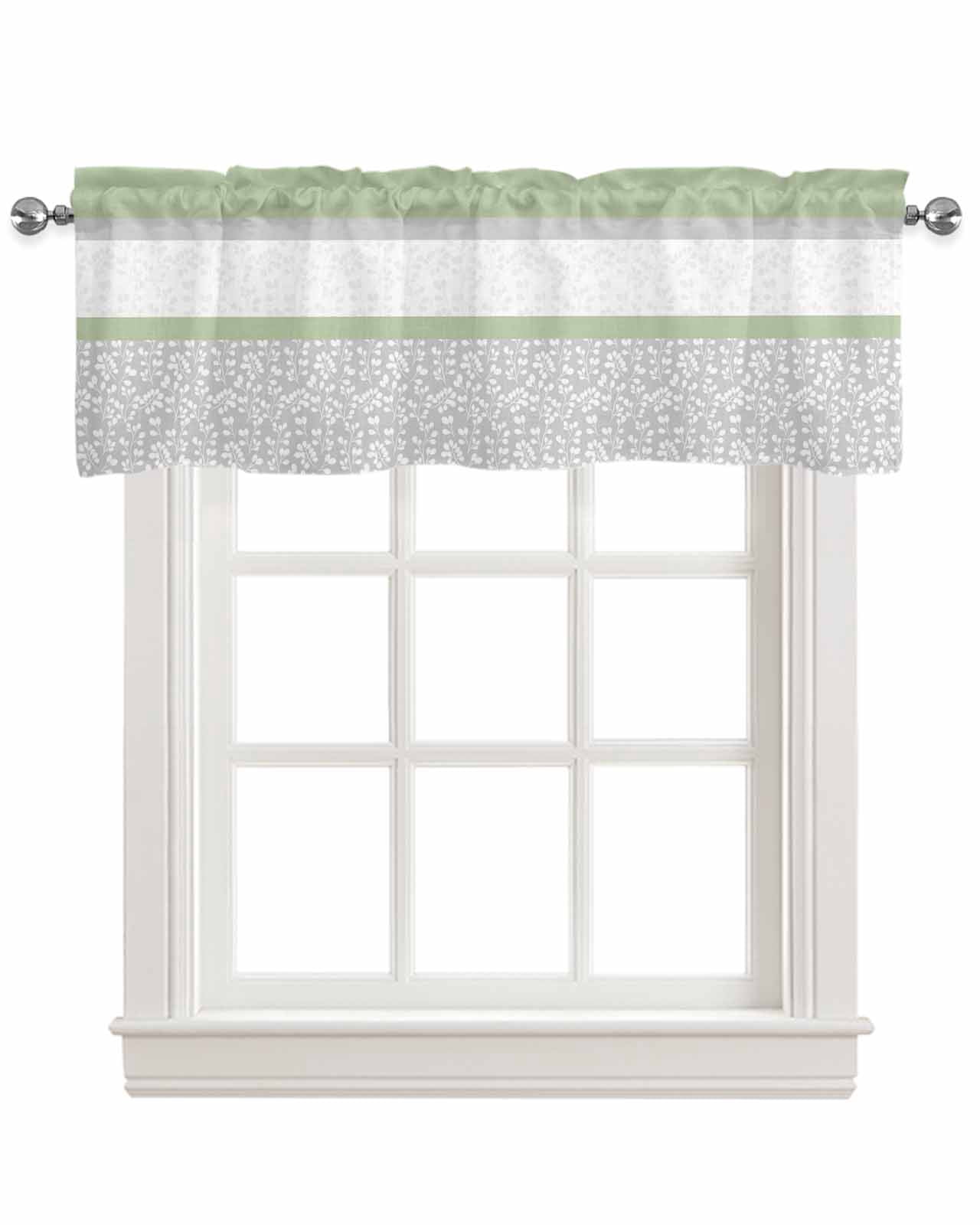 Sage Green Grey Kitchen Valances for Windows Farmhouse Linen Window ...