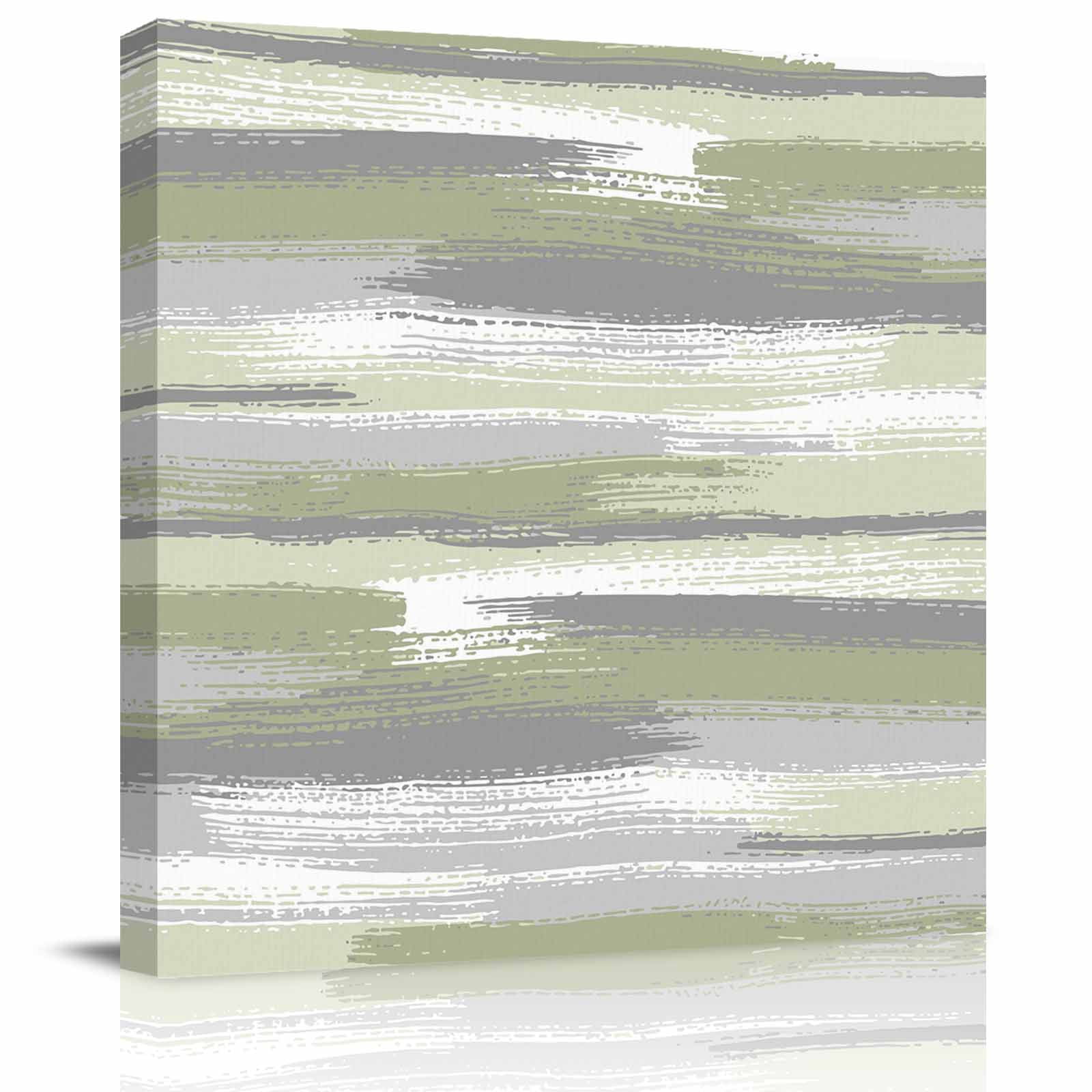 Sage Green Grey Lines Framed Canvas Wall Art, Abstract Mottled Paints ...
