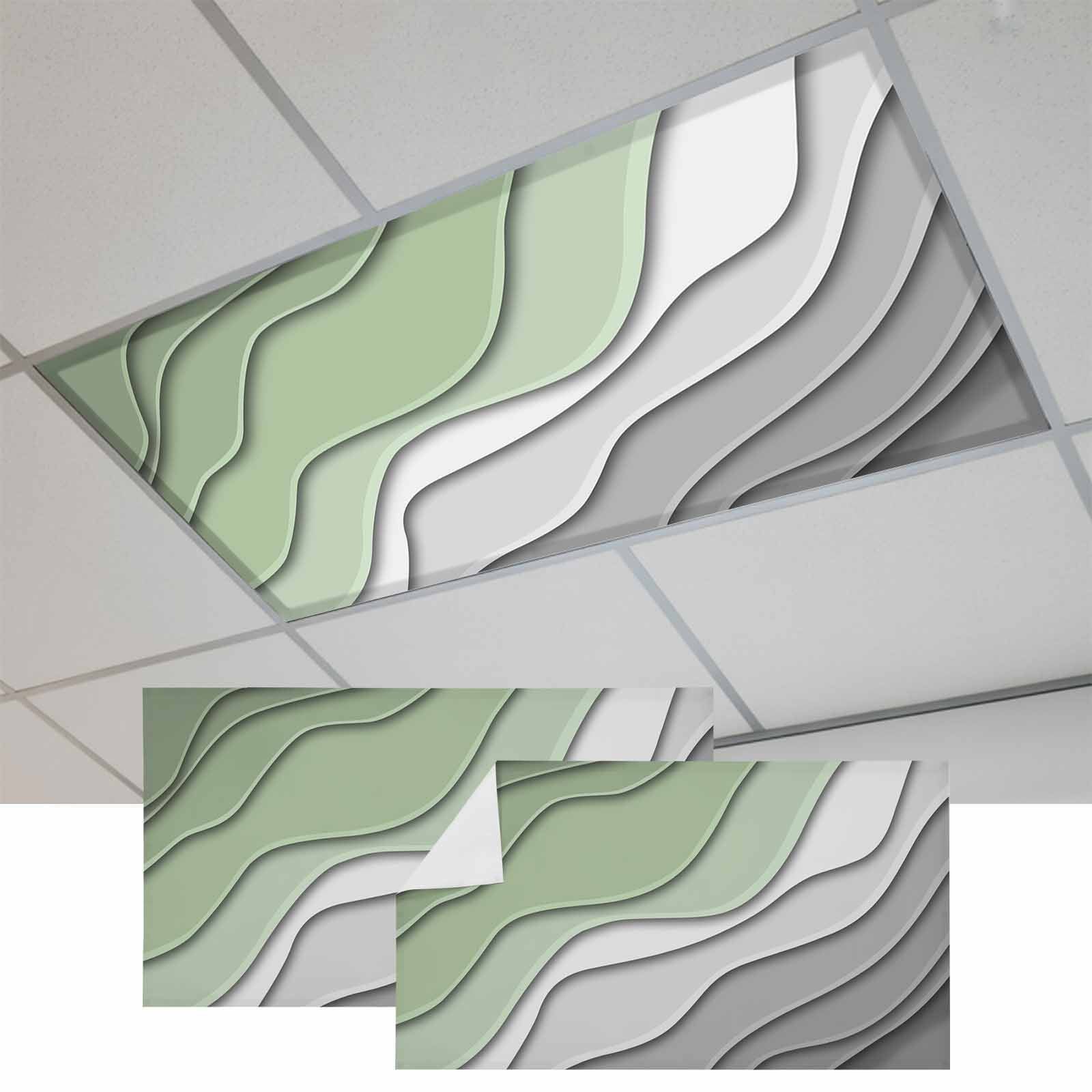 Sage Green Grey Ombre Fluorescent Light Covers, Modern Abstract Art ...