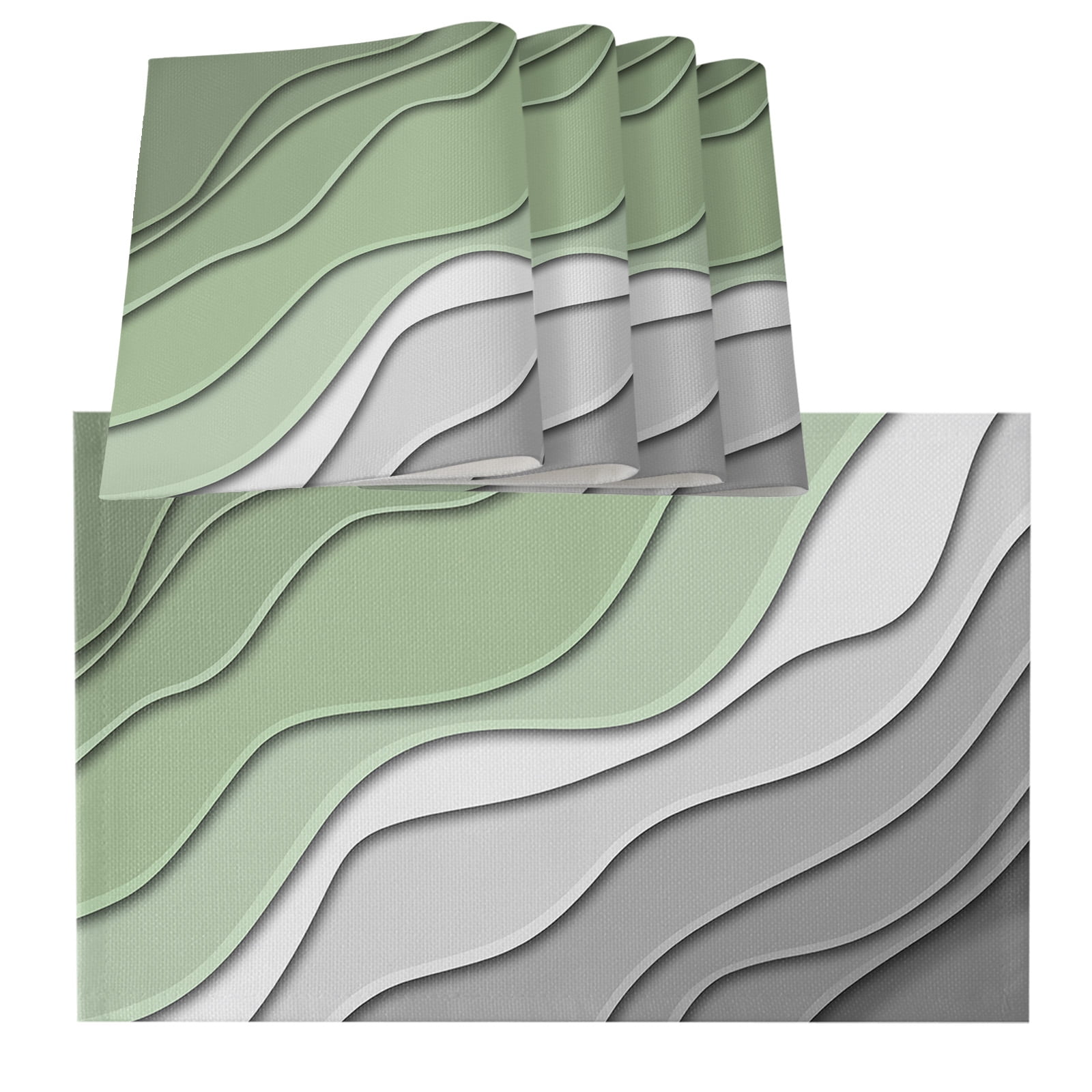 Sage Green Grey Ombre Placemats for Dinning Table Set of 6, Modern ...