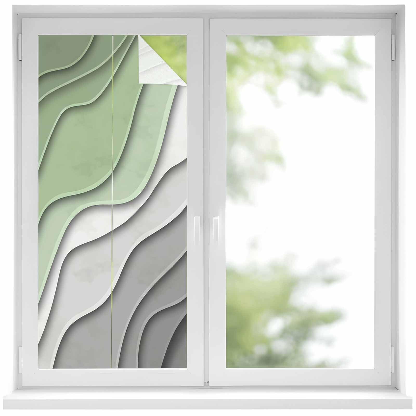 Sage Green Grey Ombre Window Privacy Film, Modern Abstract Art ...