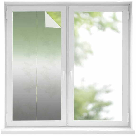 Sage Green Grey Ombre Window Privacy Film, Modern Ombre Abstract Art ...