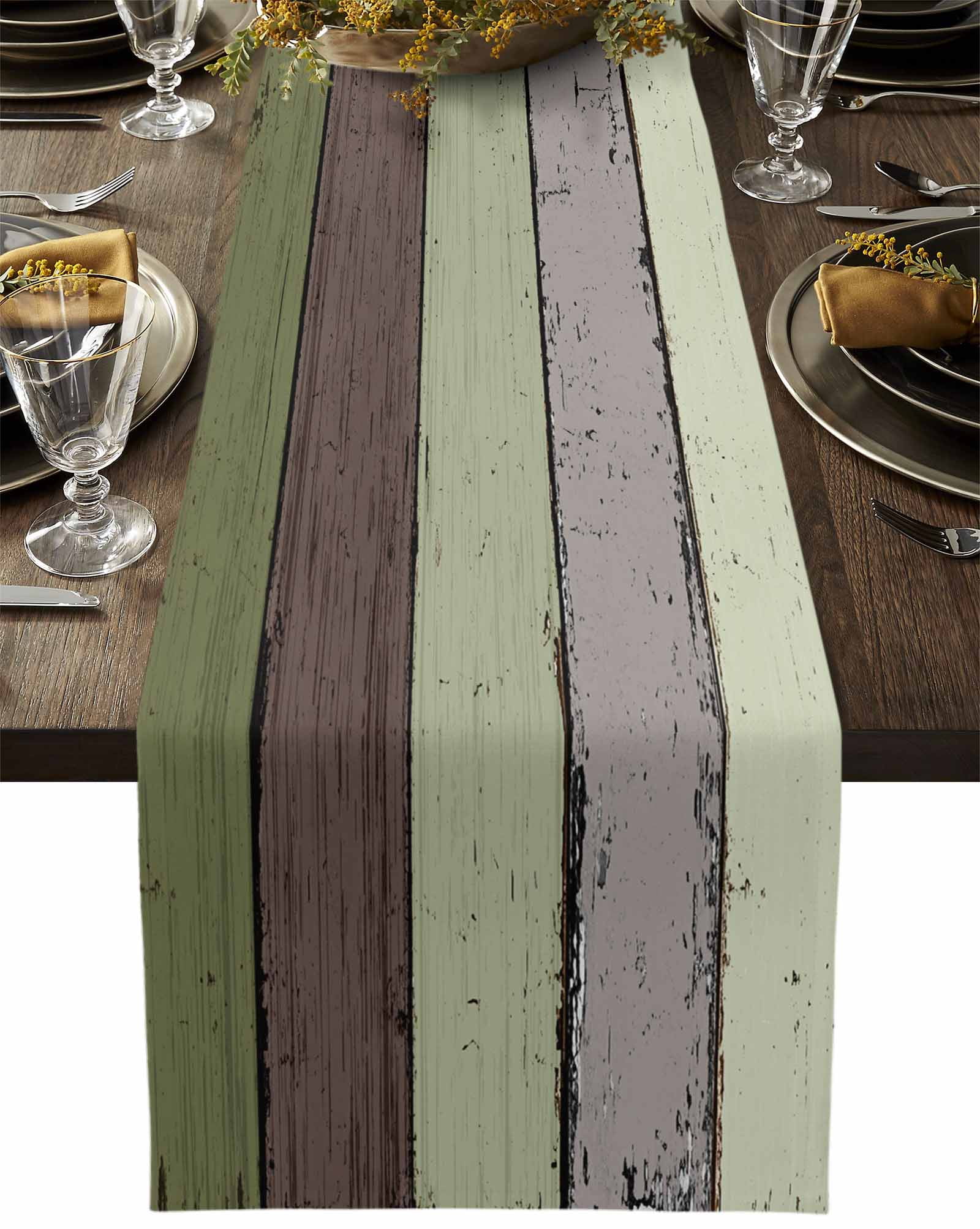 Sage Green Grey Wood Grain Table Runners 13x36 Inches Long Linen Burlap ...