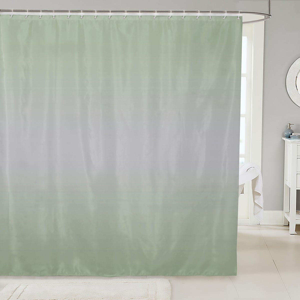 Sage Green and Greyish White Gradient Shower Curtain Rainbow Girls ...