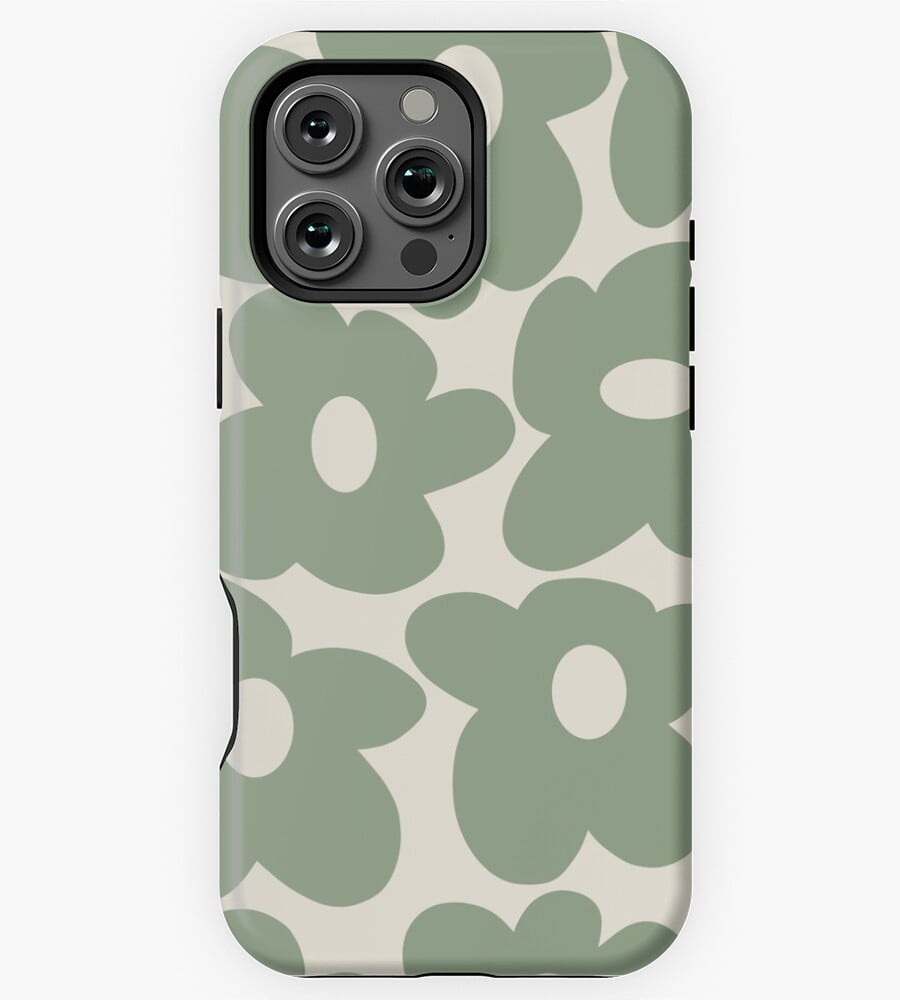 Sage Green Groovy Flowers GA1230 Phone Case for iPhone 11 to 17 Pro Max ...