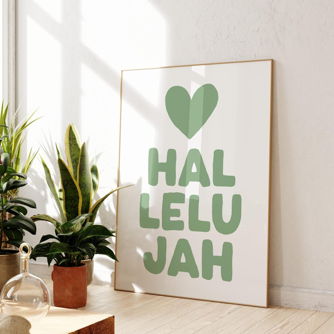 Sage Green Hallelujah Print, Modern Christian Wall Art Home Decor #1533 ...