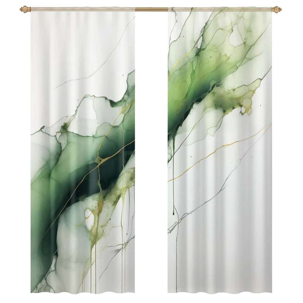 Sage Green Ink Modern Tulle Window Curtains for Living Room Luxury ...