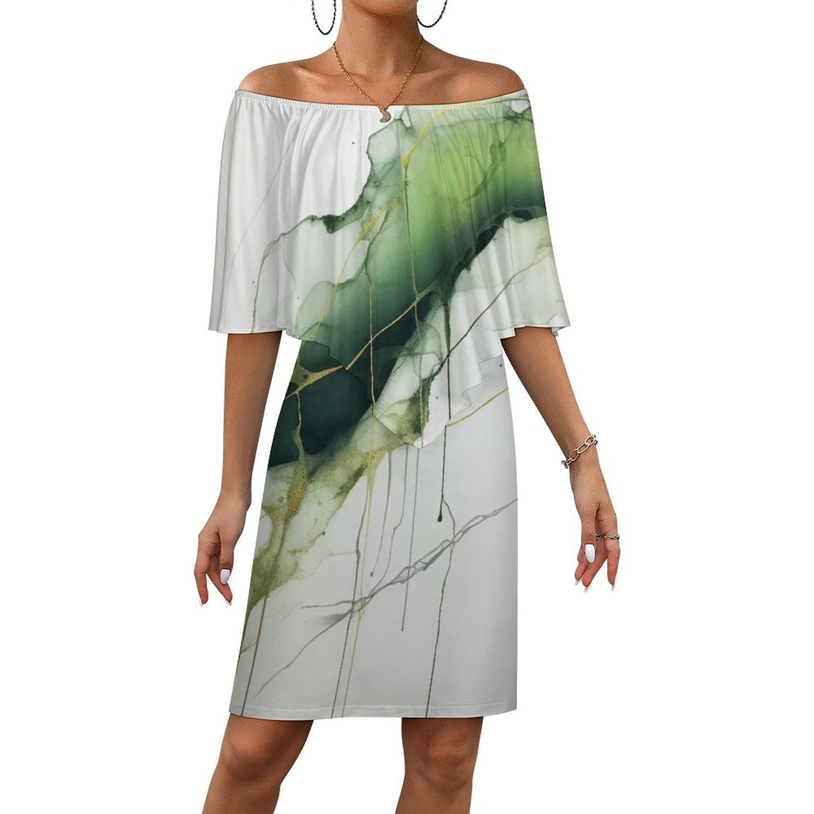 Sage Green Ink Women's Off The Shoulder Ruffles Summer Wedding Guest ...