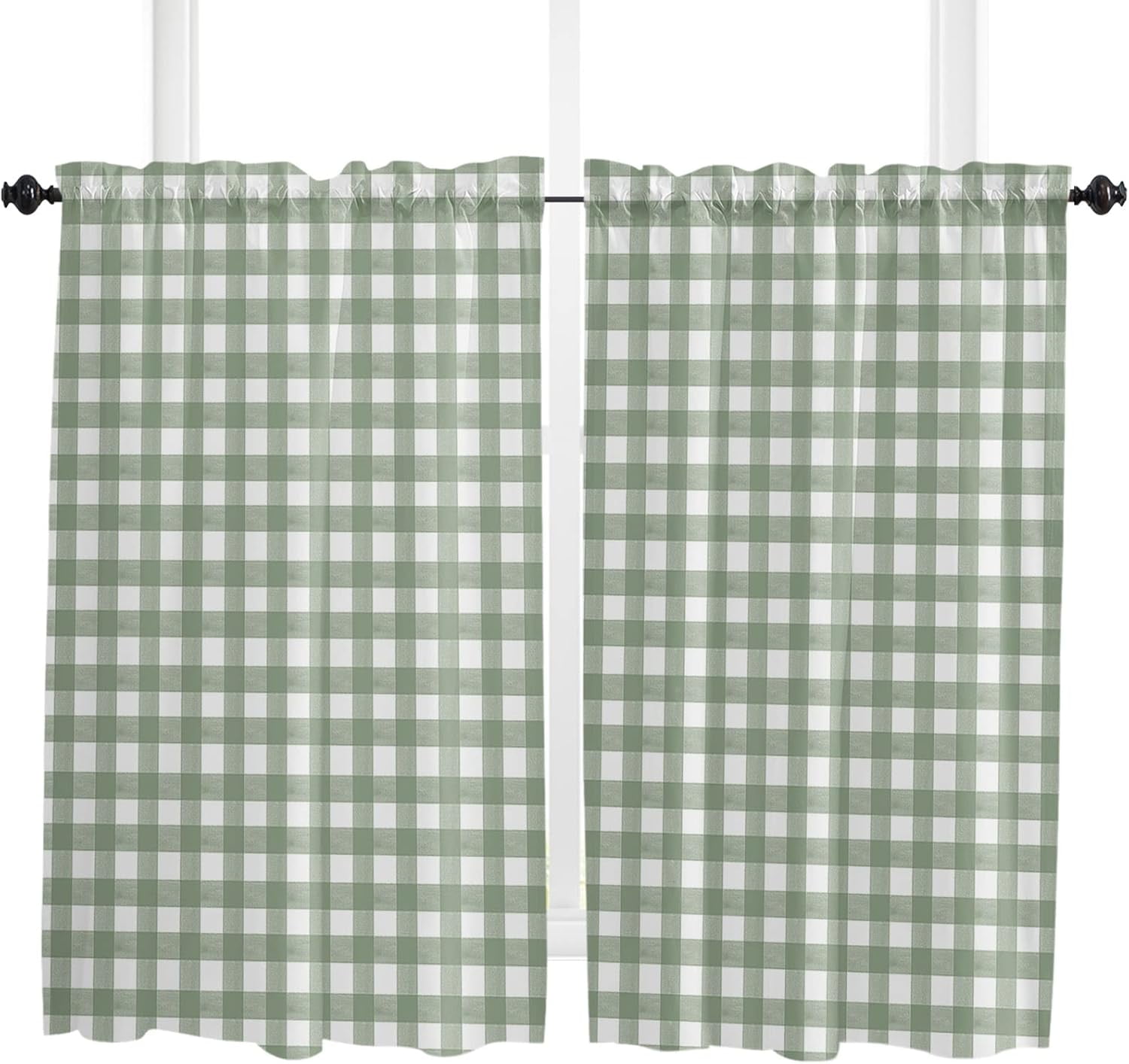 Sage Green Kitchen Curtain 2 Panels Curtains 54 Inch Length, Country ...