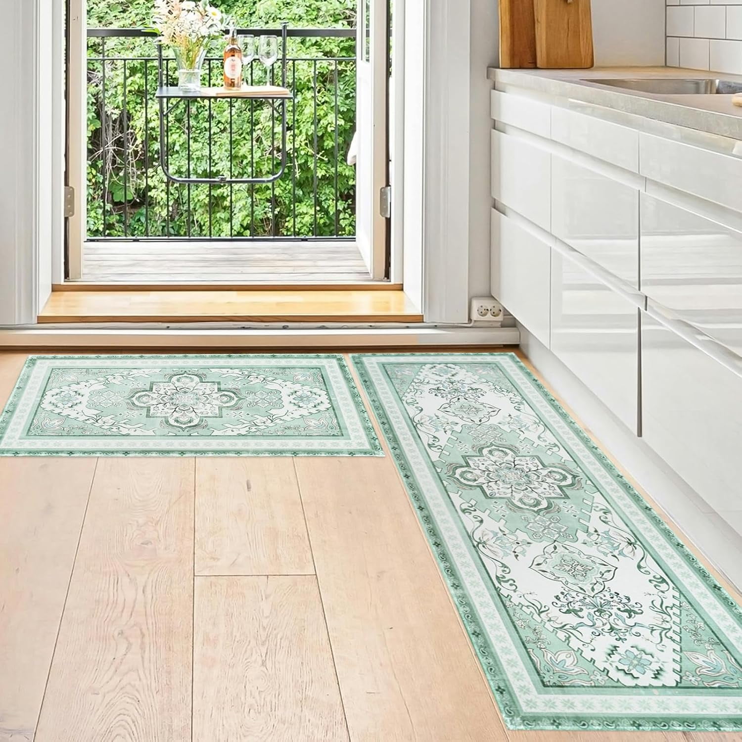 Sage Green Kitchen Mats Set Mats for Floor, Modern Runner Area Rug ...