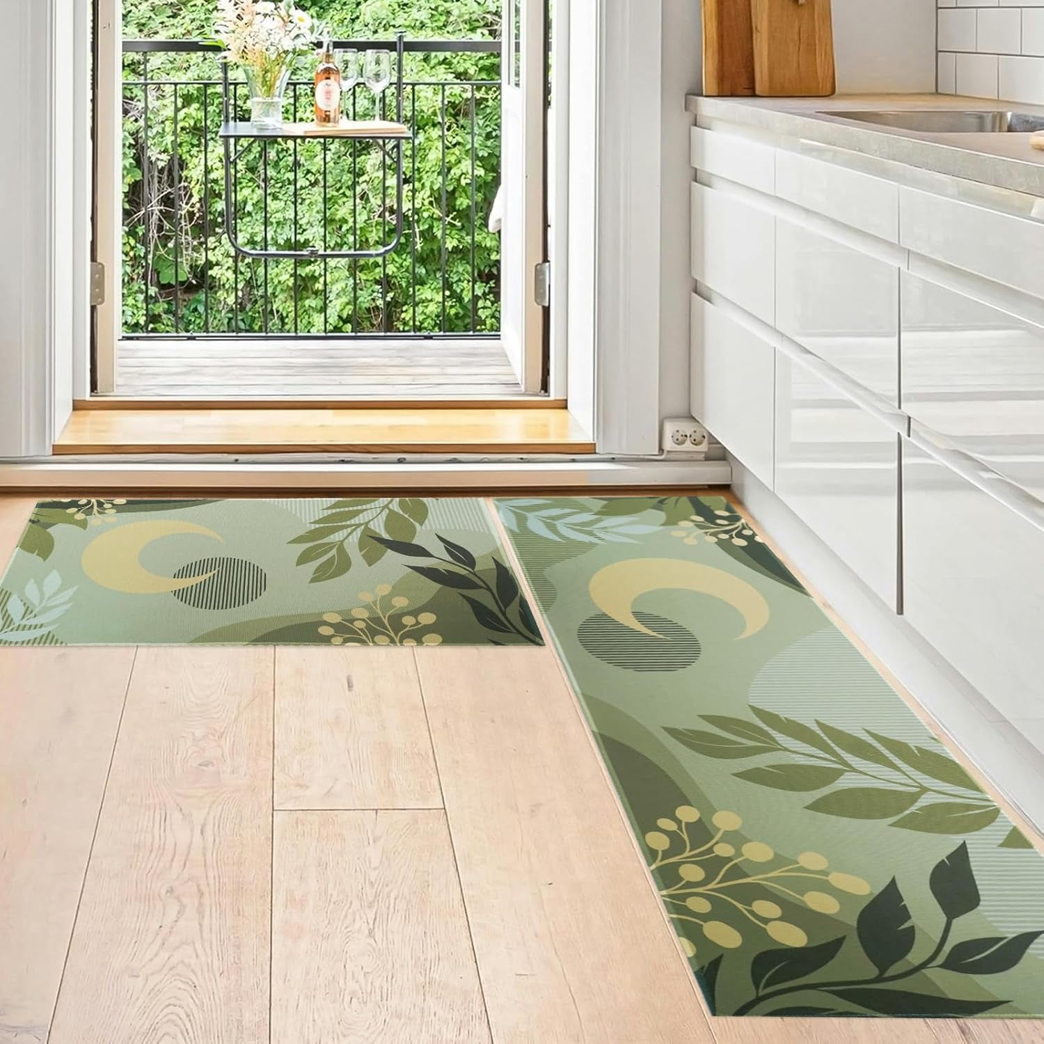 Sage Green Kitchen Mats Set Mats for Floor, Modern Runner Area Rug ...