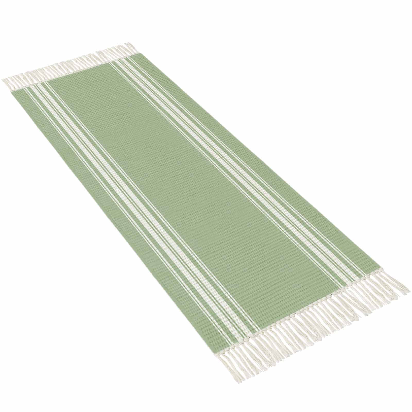 Sage Green Kitchen Runner Rug 2x5 Bedside Rug with Tassel Cotton Woven ...