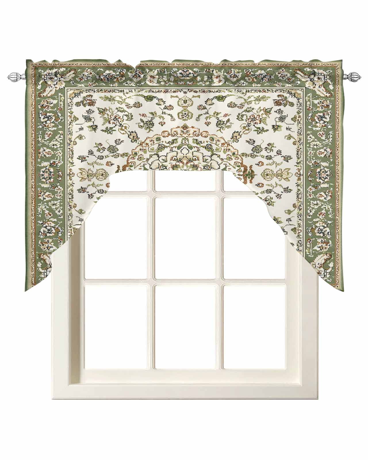 Sage Green Kitchen Swag Valances for Windows, Southwest Tribal Antique ...