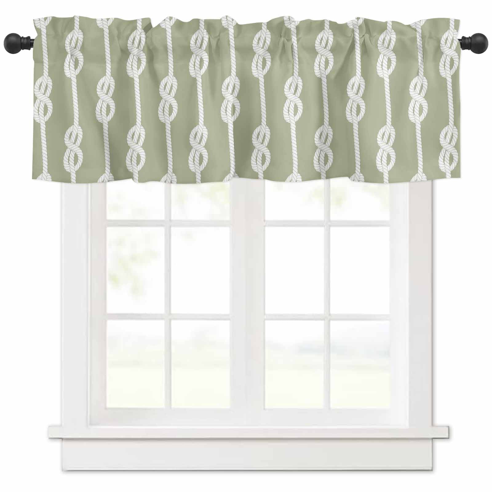 Sage Green Knot Valances for Windows Farmhouse Kitchen Curtains ...